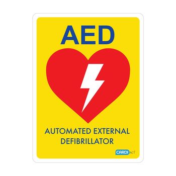 CARDIACT Yellow Poly AED Sign 22.5 x 30cm | Medimecs Pty Ltd